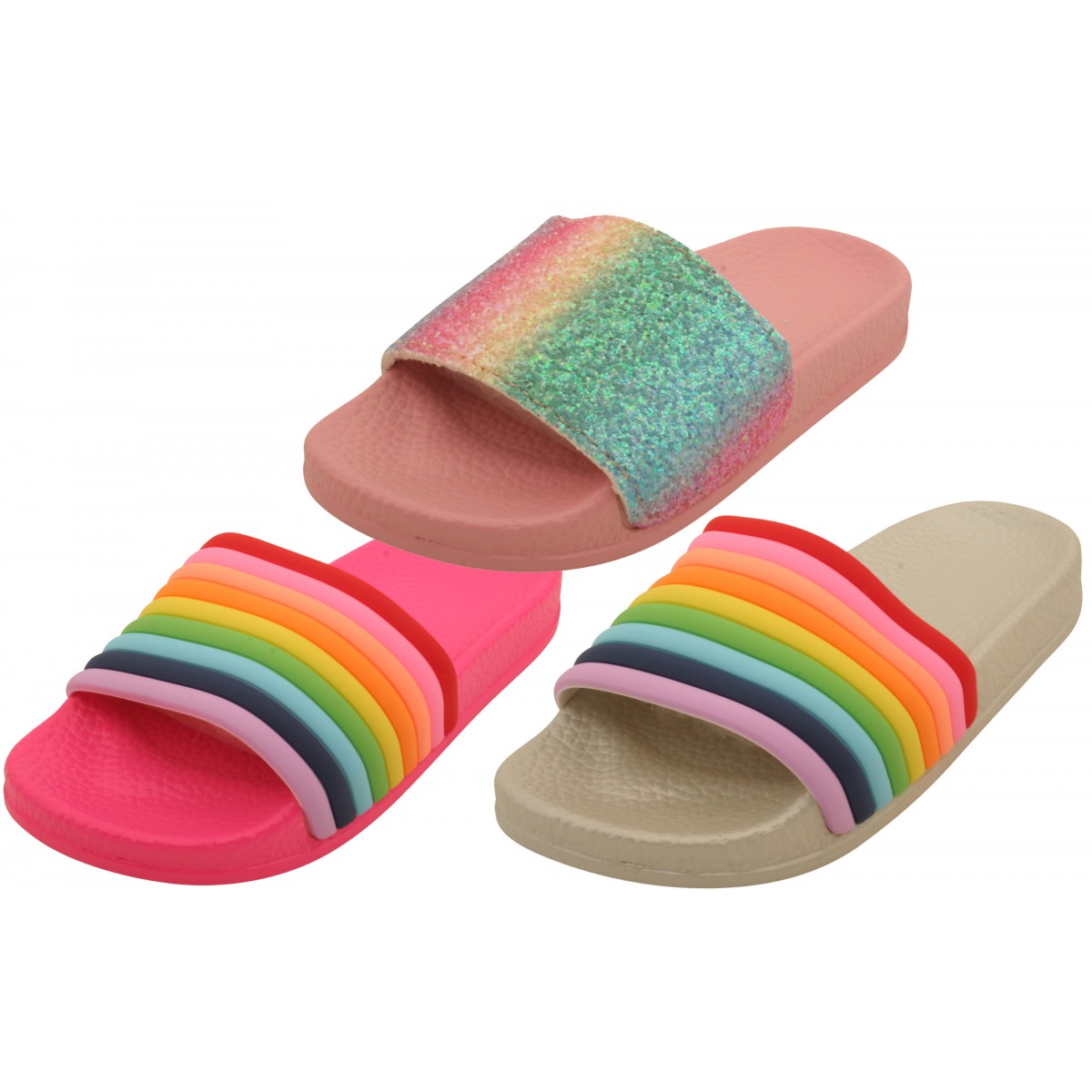 Sandrocks Girls Rainbow Pool Slider Sandals - Zest Clothing